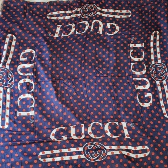 Gucci | Accessories | Nwt Gucci 6233 Red Blue Vintage Logo Polka Dot ...